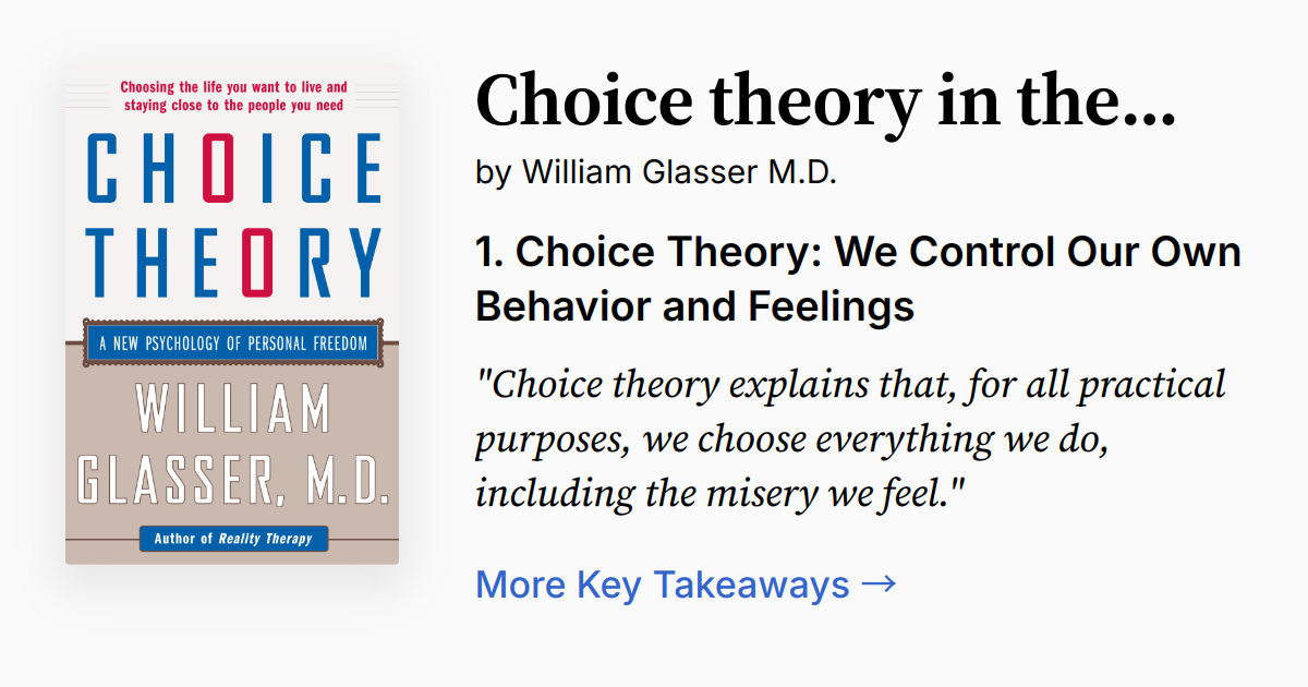 Choice Theory by William Glasser | Summary, Quotes, FAQ, Audio