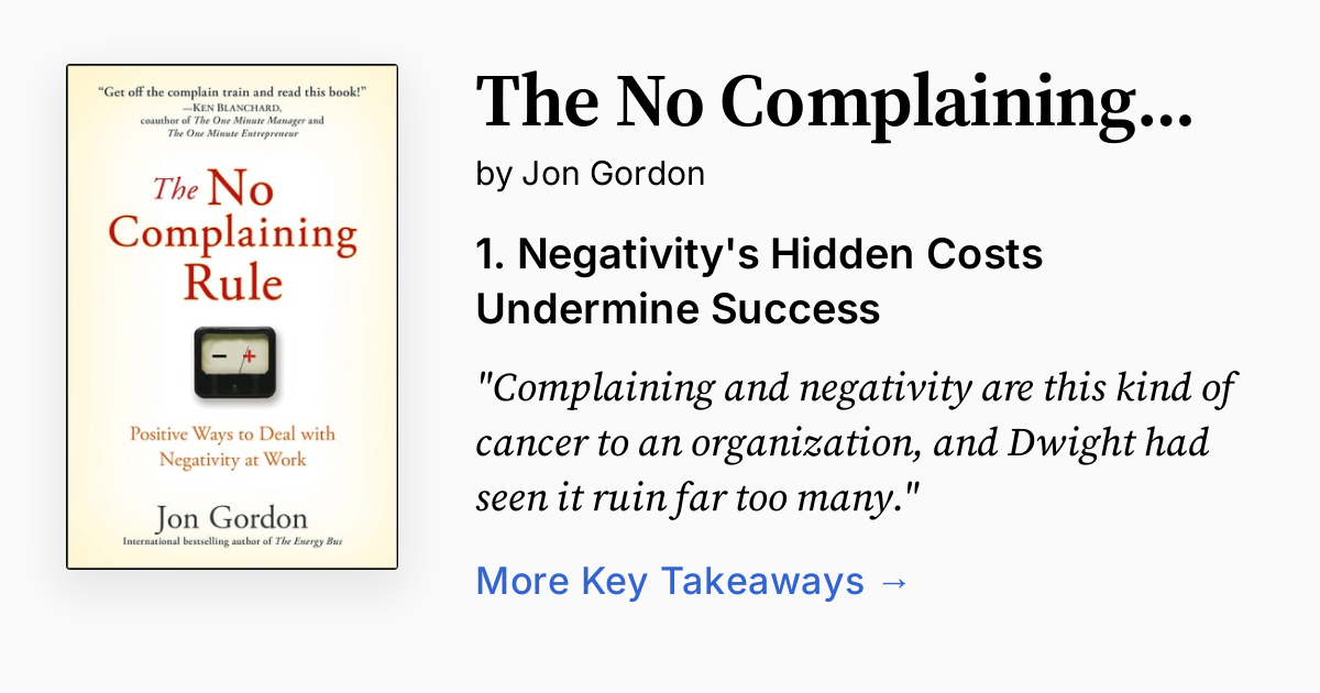 The No Complaining Rule | Summary, Quotes, FAQ, Audio