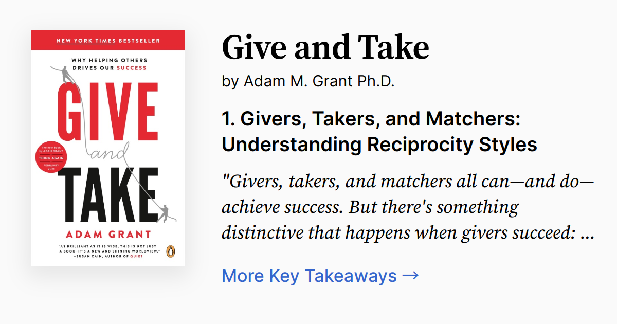Give and Take by Adam M. Grant | Summary, Audio, Quotes, FAQ