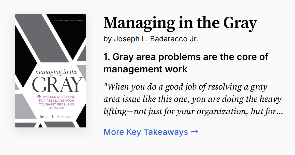 Managing in the Gray | Summary, Audio, Quotes, FAQ