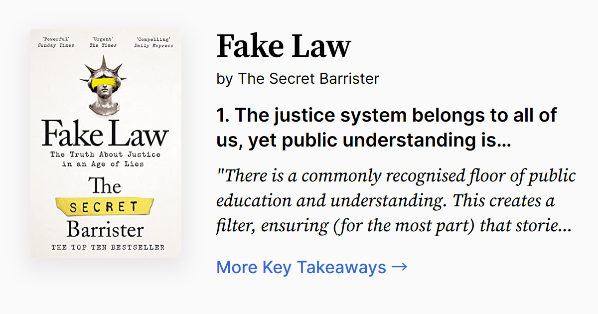 Fake Law by The Secret Barrister | Summary, Quotes, FAQ, Audio