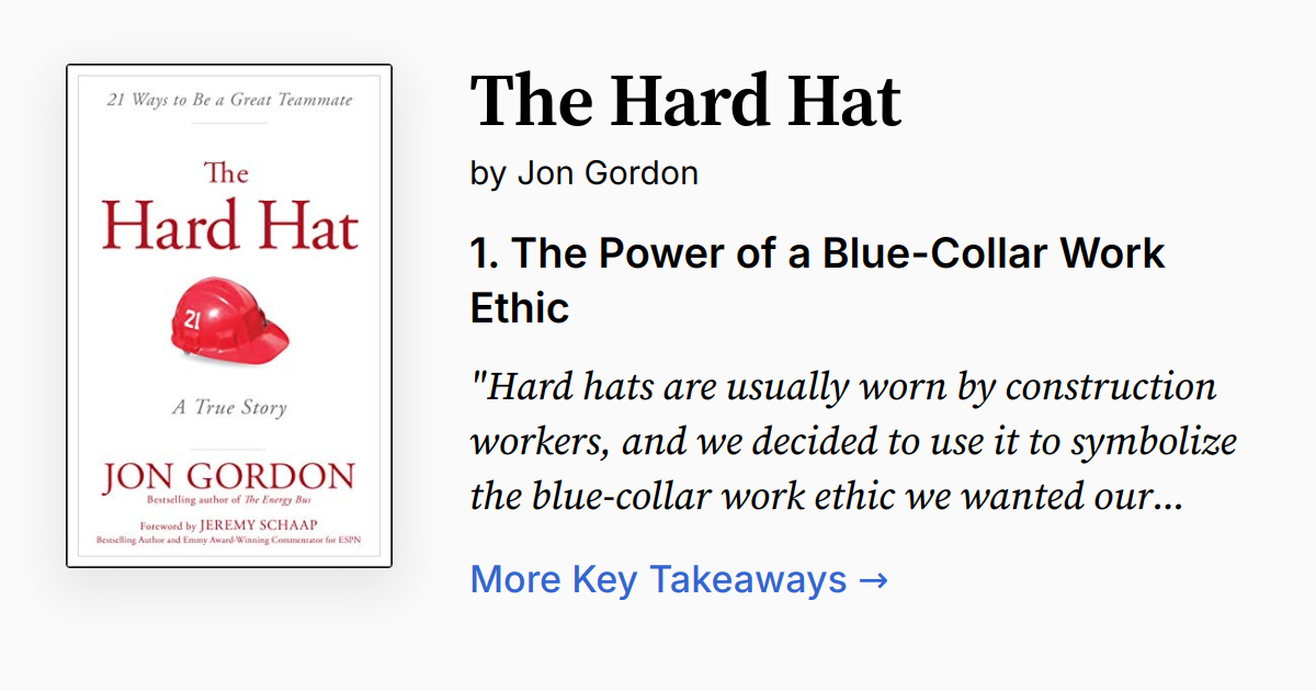 The Hard Hat by Jon Gordon | Summary, Audio, Quotes, FAQ