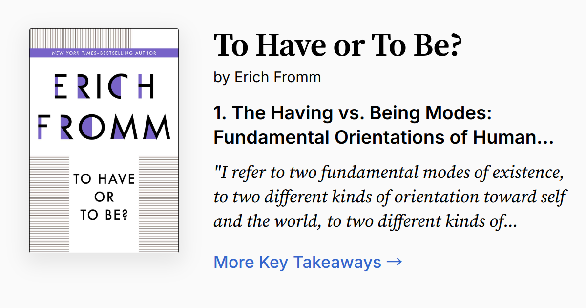 To Have or to Be? The Nature of the Psyche | Summary, Quotes, FAQ, Audio