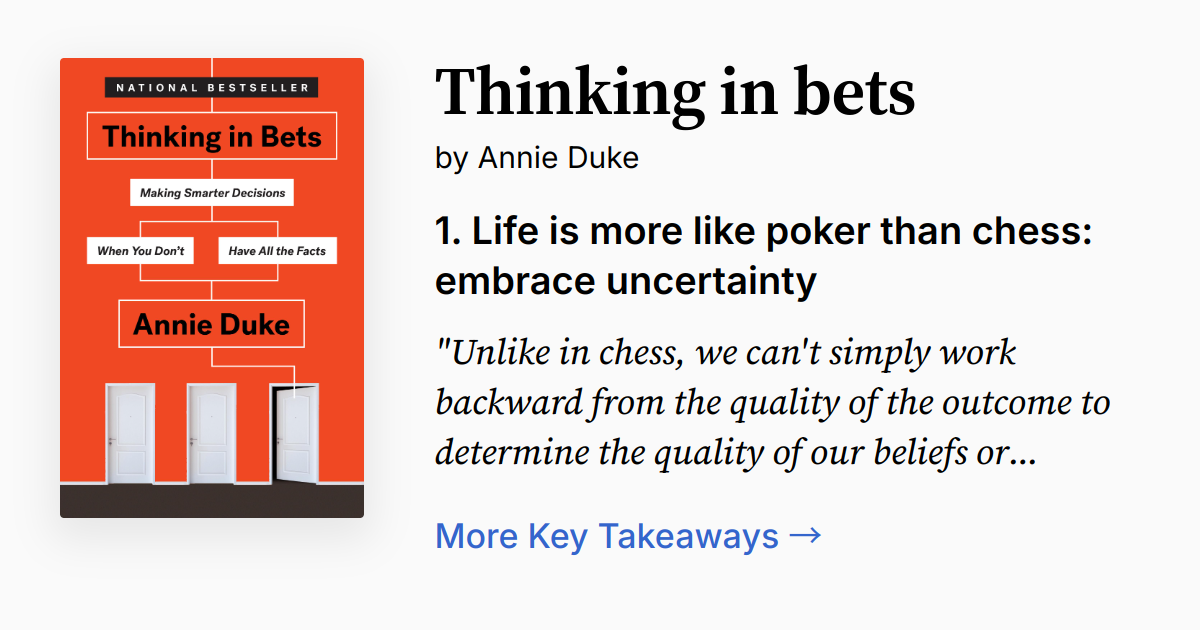 Thinking in Bets | Summary, Quotes, FAQ, Audio
