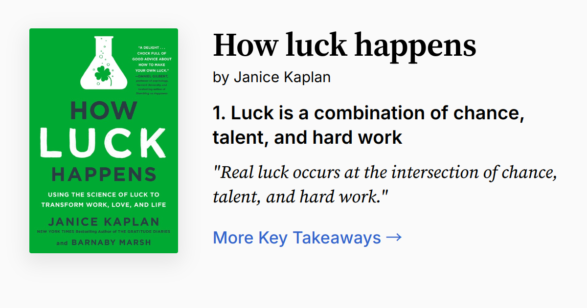 How Luck Happens | Summary, Audio, Quotes, FAQ