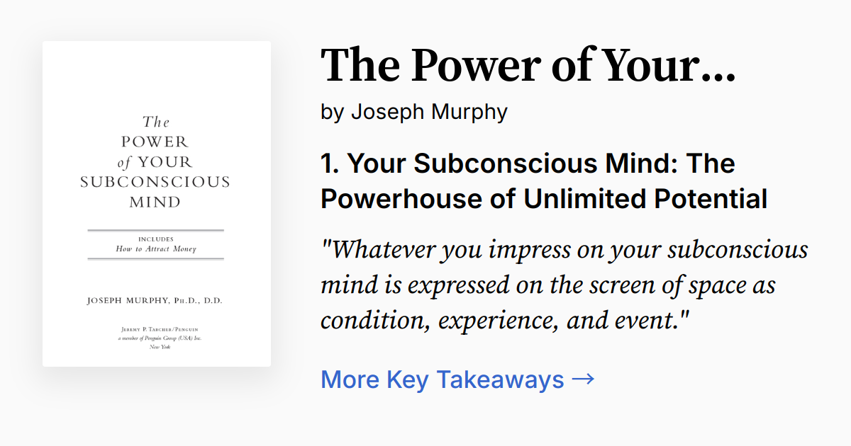 The Power of Your Subconscious Mind | Summary, Audio, Quotes, FAQ
