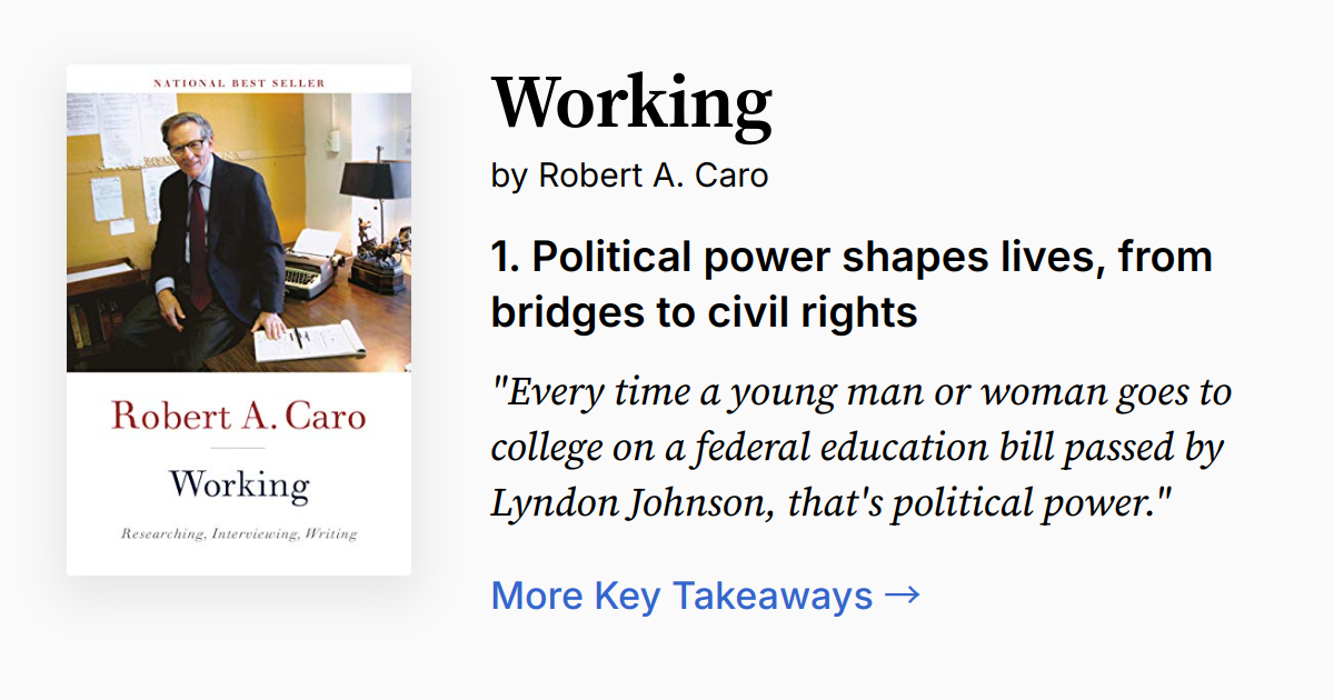 Working by Robert A. Caro | Summary, Quotes, FAQ, Audio