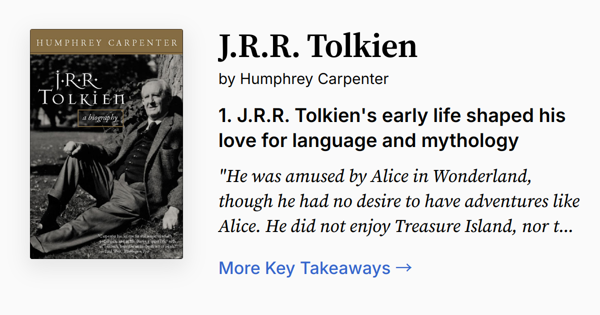 J.R.R. Tolkien by Humphrey Carpenter | Summary, Audio, Quotes, FAQ