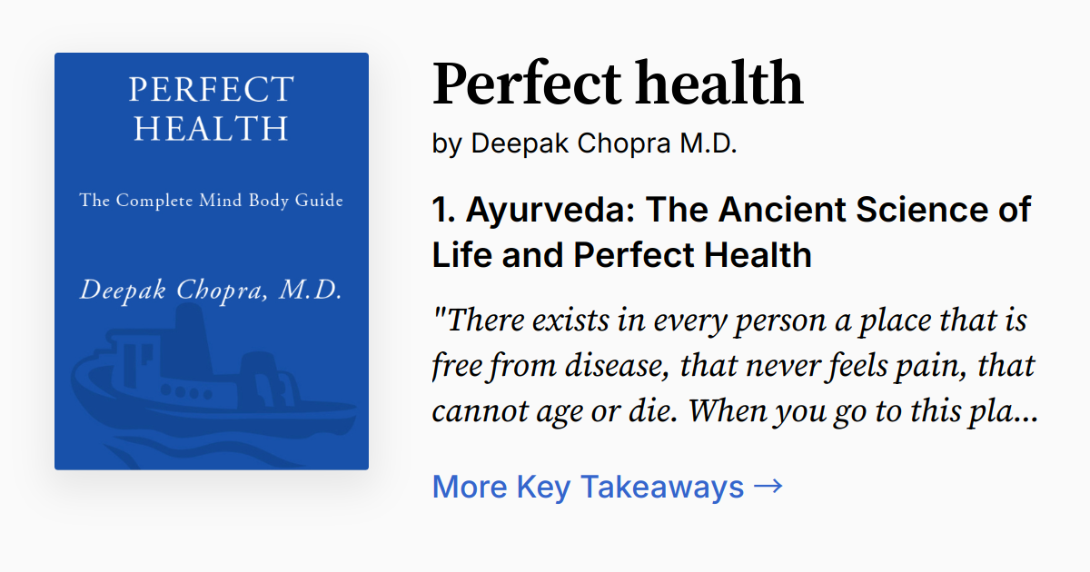 Perfect Health by Deepak Chopra | Résumé, Quotes, FAQ, Audio