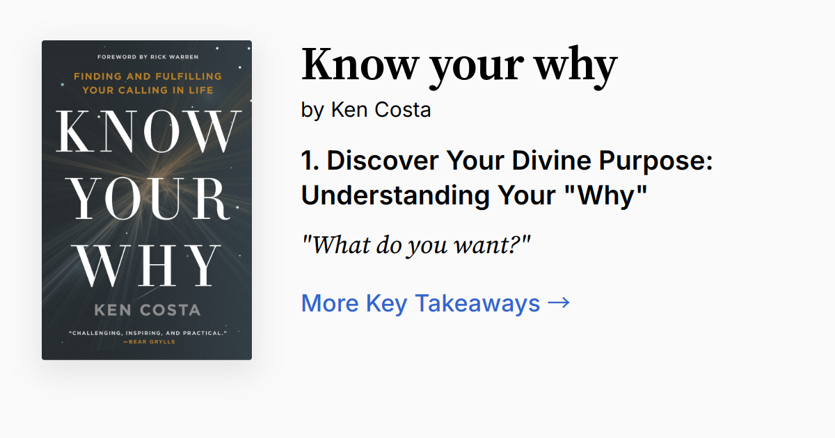 Know Your Why by Ken Costa | Summary, Audio, Quotes, FAQ