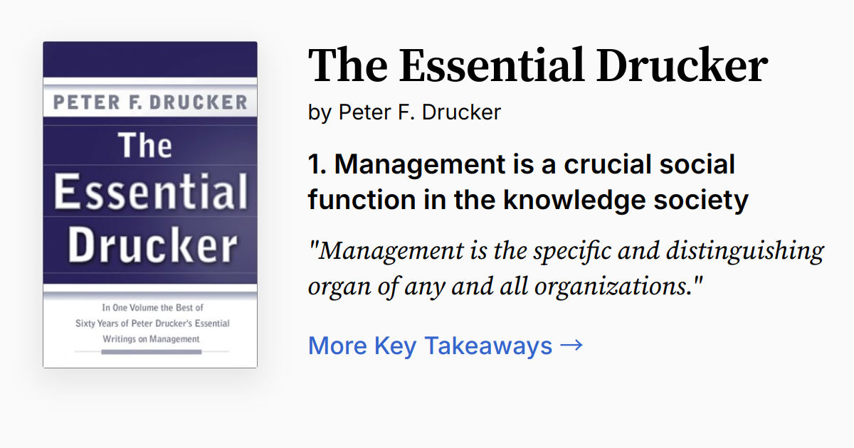 The Essential Drucker | Summary, Audio, Quotes, FAQ