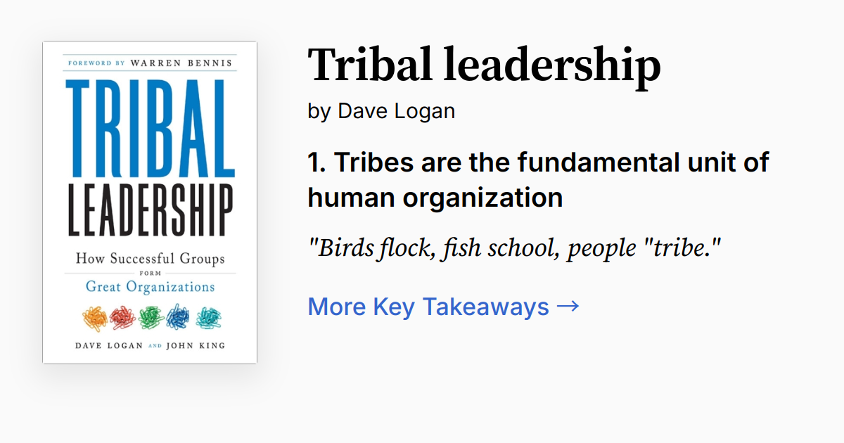 Tribal Leadership | Summary, Audio, Quotes, FAQ
