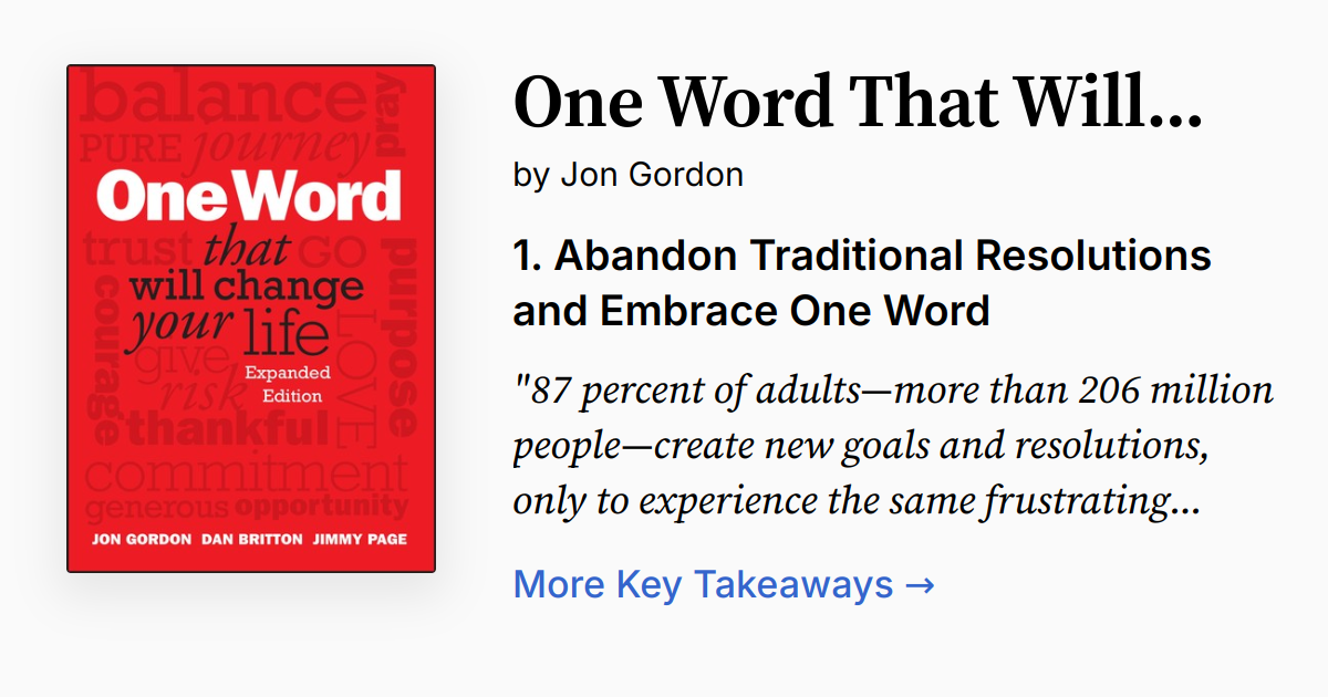 One Word That Will Change Your Life | Summary, Quotes, FAQ, Audio