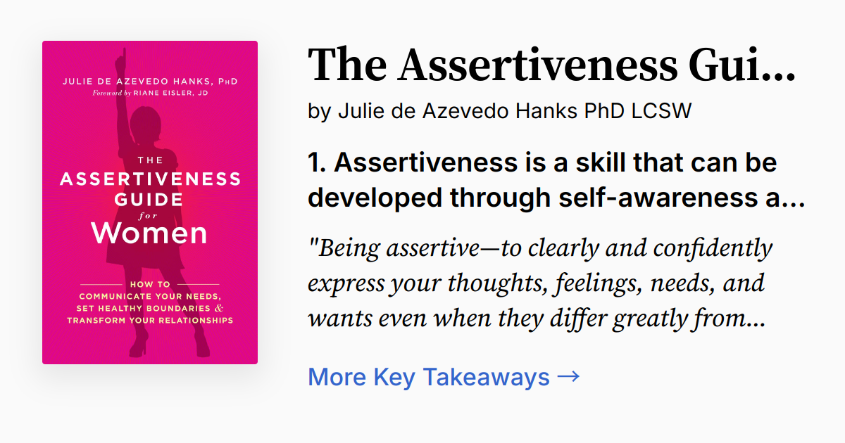 The Assertiveness Guide for Women | Summary, Quotes, FAQ, Audio