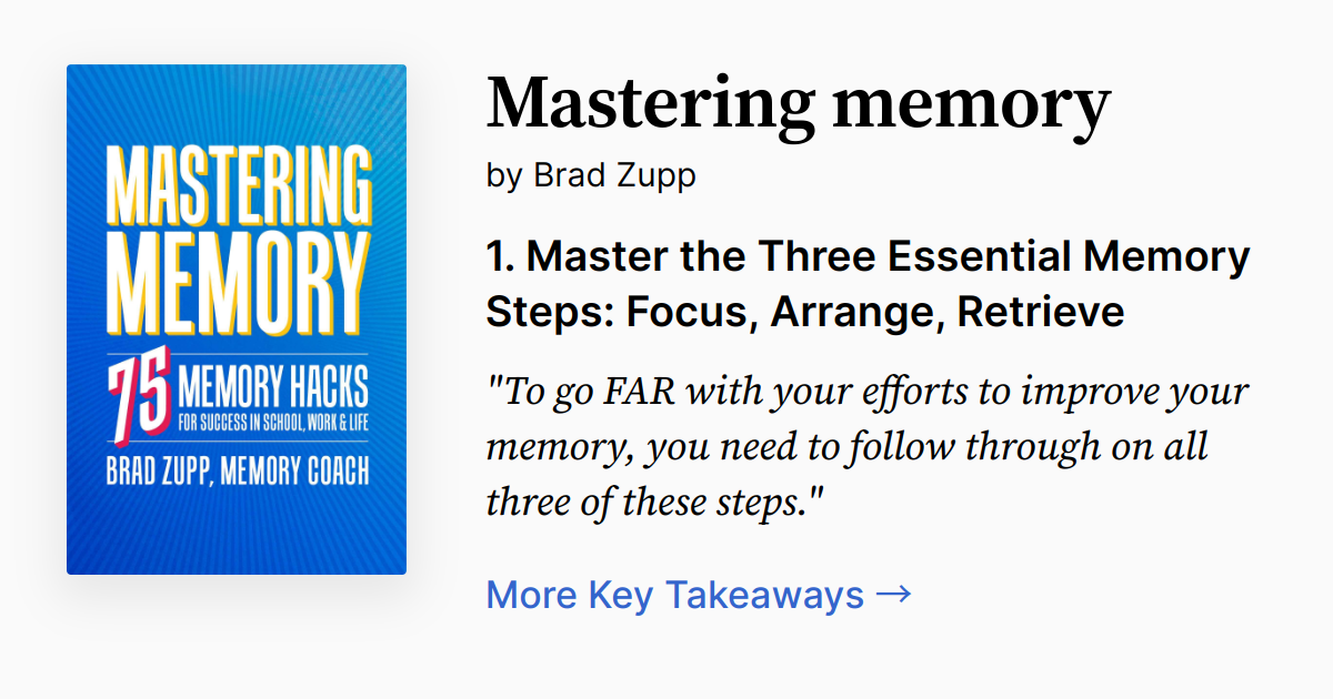 Mastering Memory | Summary, Audio, Quotes
