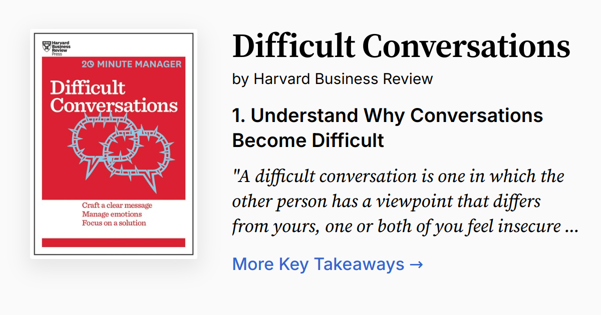 Difficult Conversations | Summary, Audio, Quotes