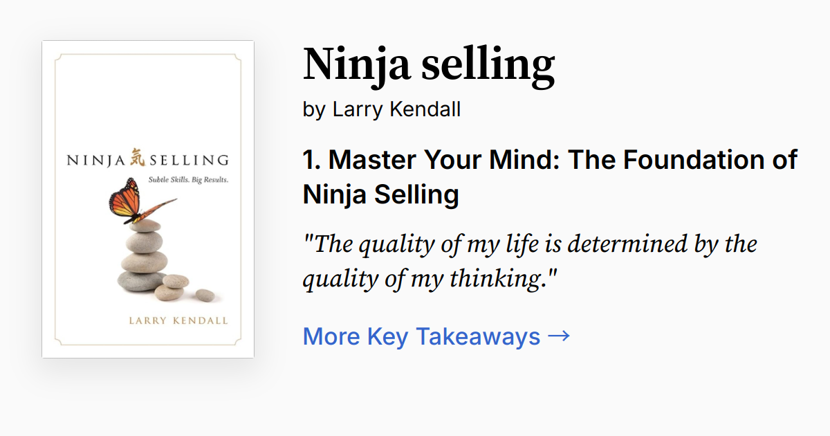 Ninja Selling by Larry Kendall | Summary, Quotes, FAQ, Audio