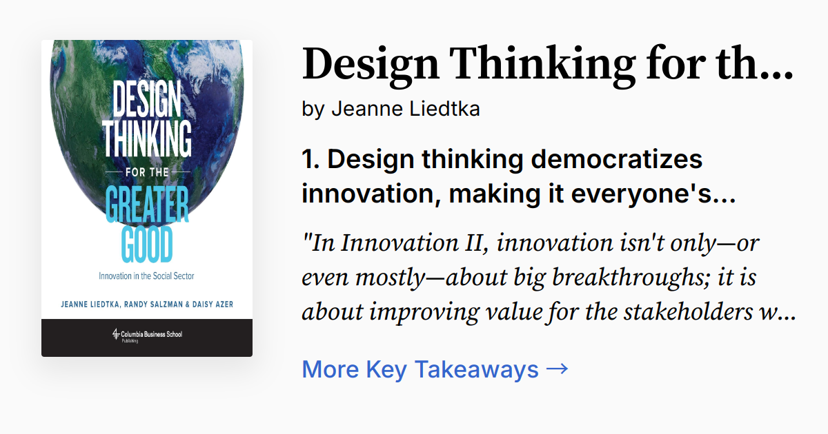 Design Thinking for the Greater Good | Summary, Audio, Quotes, FAQ