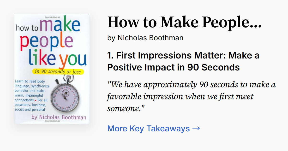 How to Make People Like You in 90 Seconds or Less | Summary, Audio ...