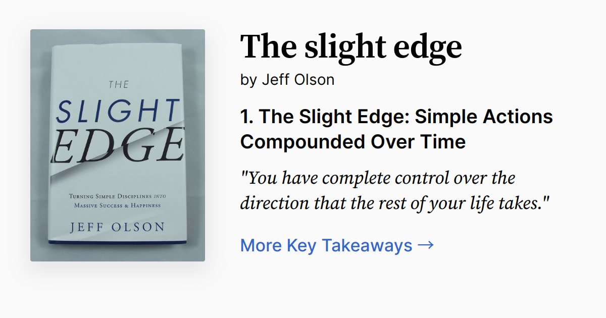 The Slight Edge | Summary, Audio, Quotes, FAQ