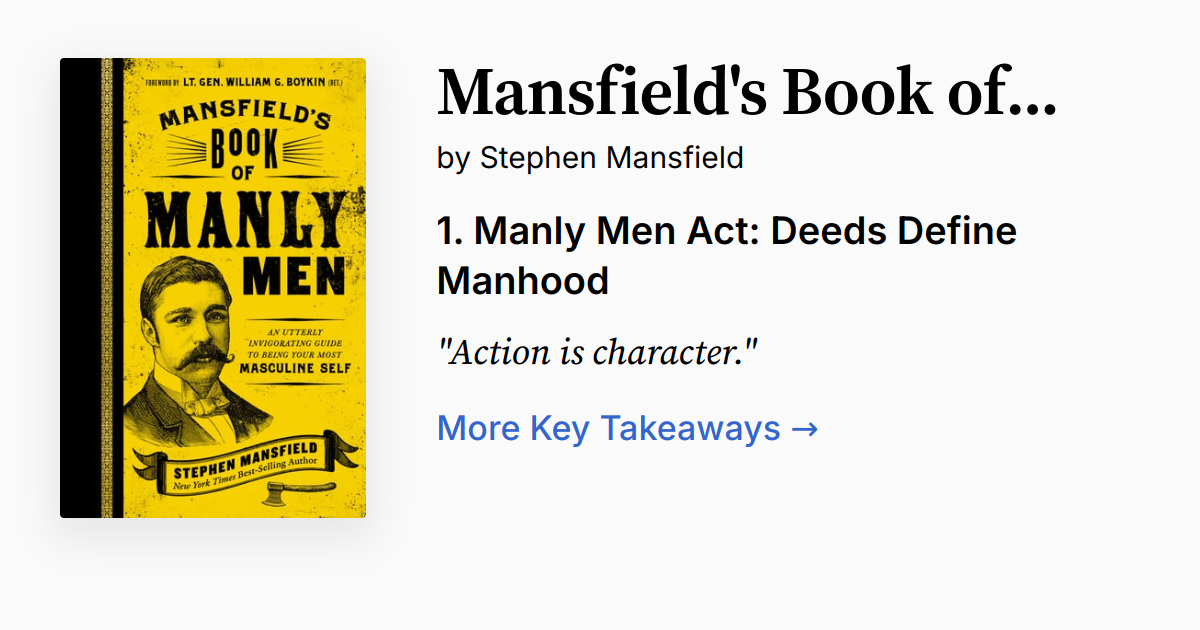 Mansfield's Book of Manly Men | Summary, Audio, Quotes, FAQ