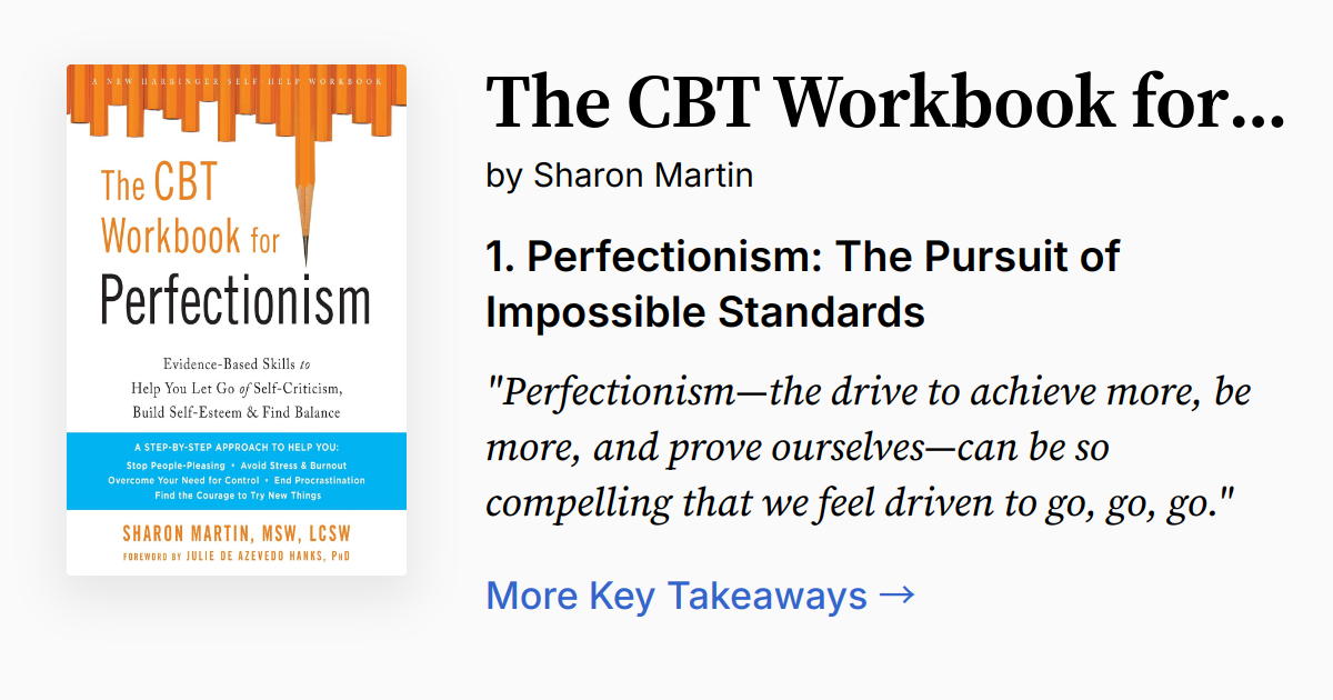 The CBT Workbook for Perfectionism | Summary, Quotes, FAQ, Audio