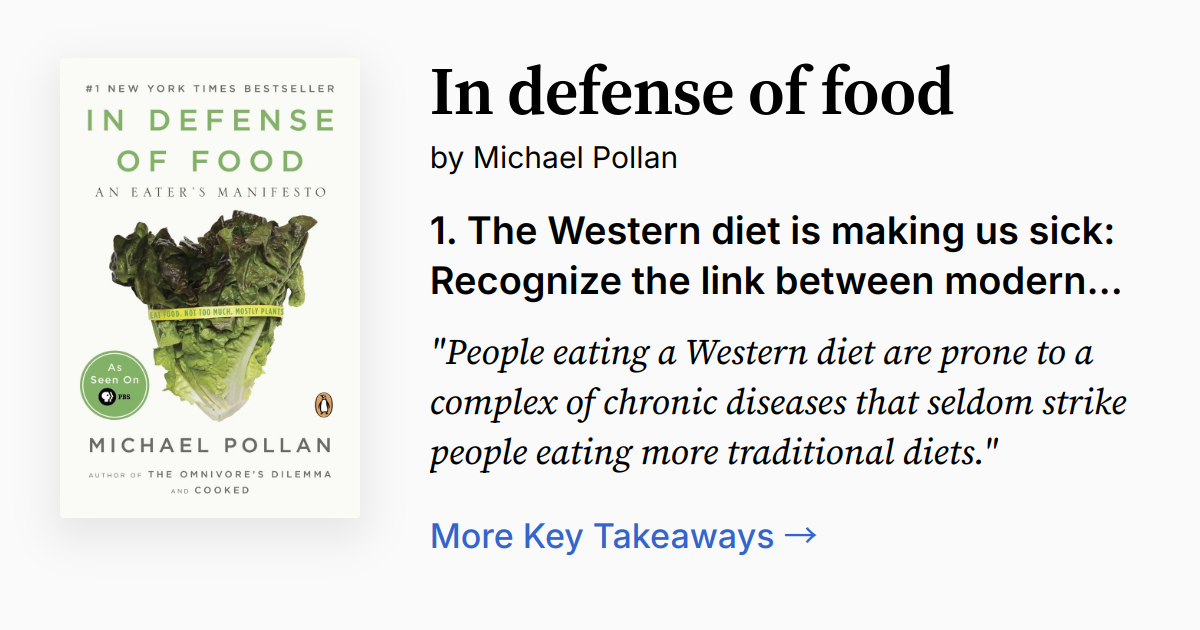In Defense of Food | Summary, Quotes, FAQ, Audio