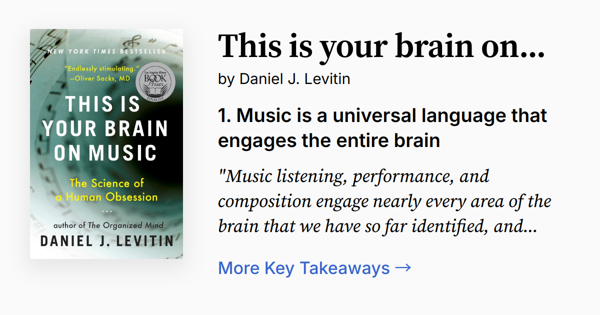 This Is Your Brain on Music | Summary, Quotes, FAQ, Audio