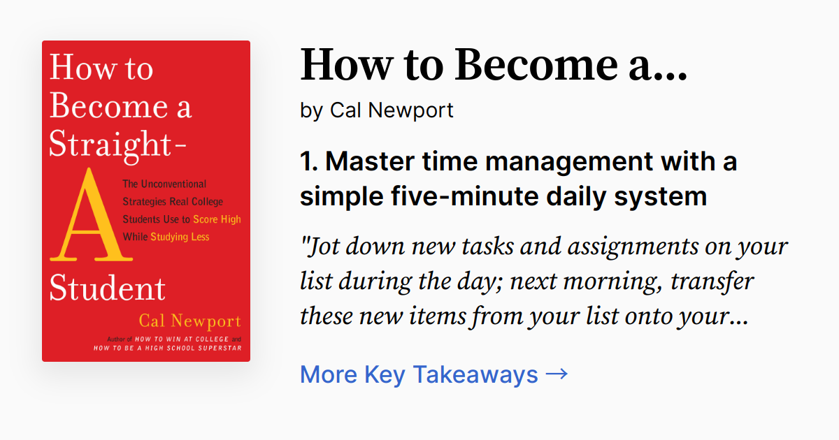 How to Become a Straight-A Student | Summary, Audio, Quotes, FAQ
