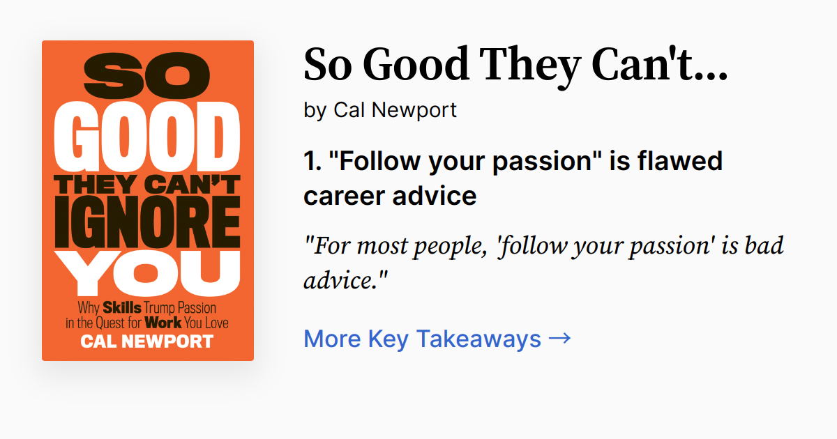 So Good They Can't Ignore You | Summary, Audio, Quotes, FAQ