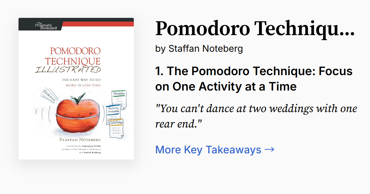 Pomodoro Technique Illustrated | Summary, Audio, Quotes, FAQ