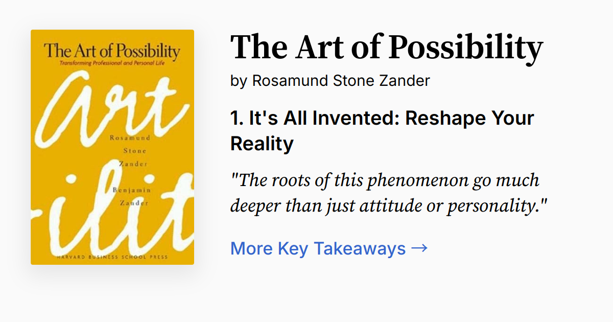 The Art of Possibility | Summary, Audio, Quotes, FAQ
