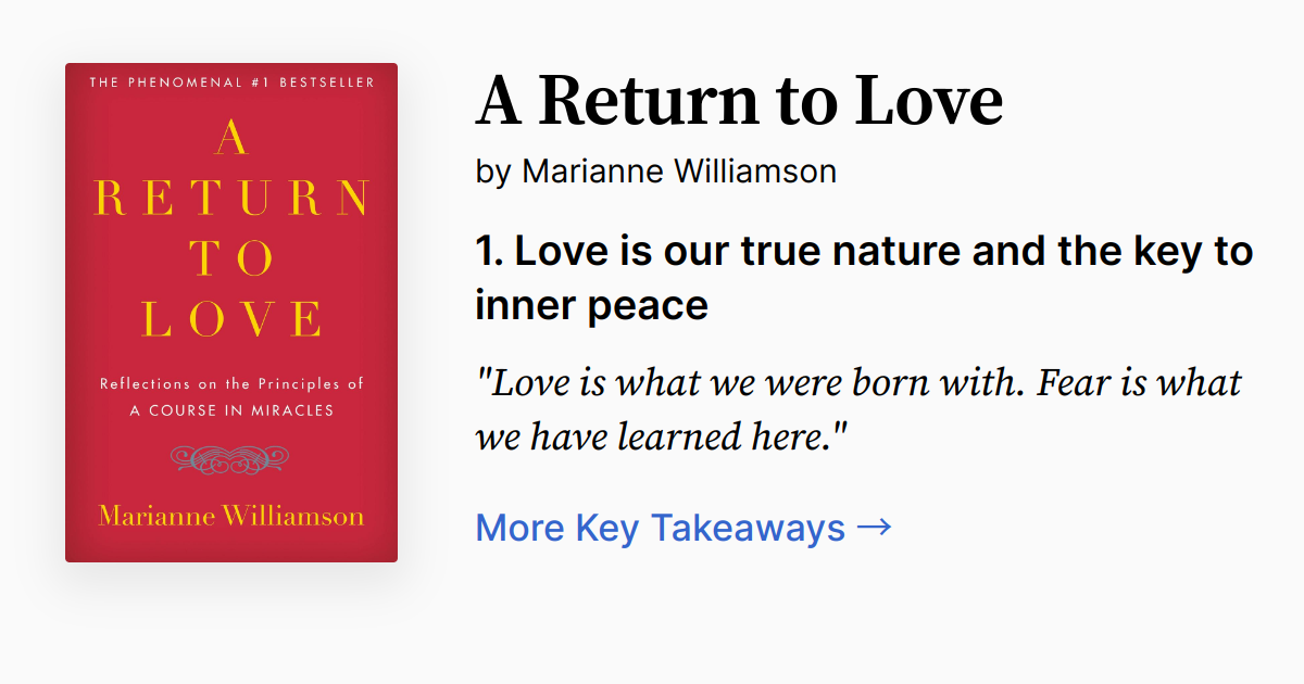 A Return to Love | Summary, Audio, Quotes, FAQ