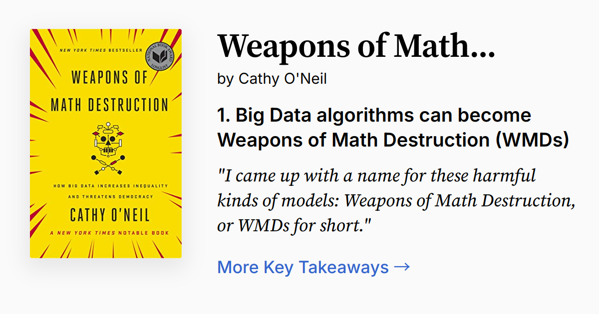 Weapons of Math Destruction | Summary, Quotes, FAQ, Audio