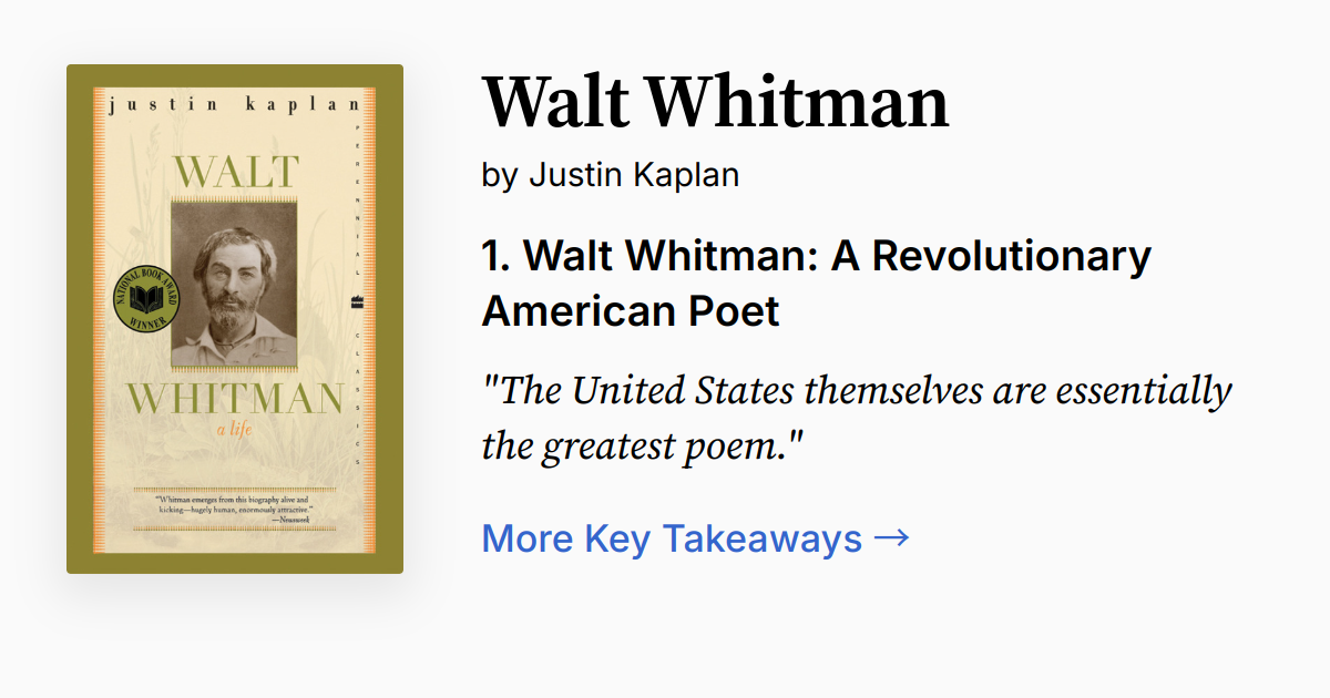 Walt Whitman by Justin Kaplan | Summary, Quotes, Audio