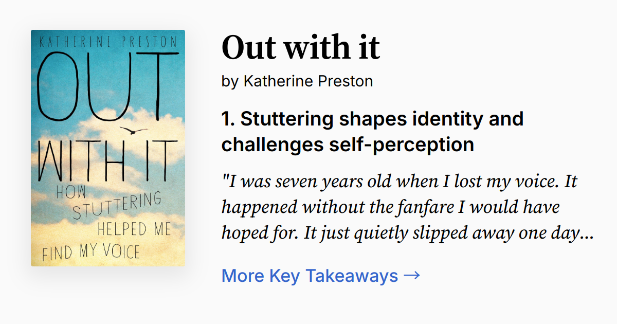 Out with It by Katherine Preston | Summary, Audio, Quotes, FAQ