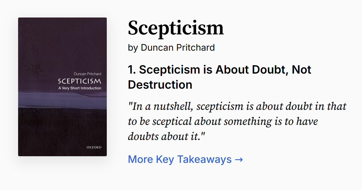 Scepticism by Duncan Pritchard | Summary, Audio, Quotes