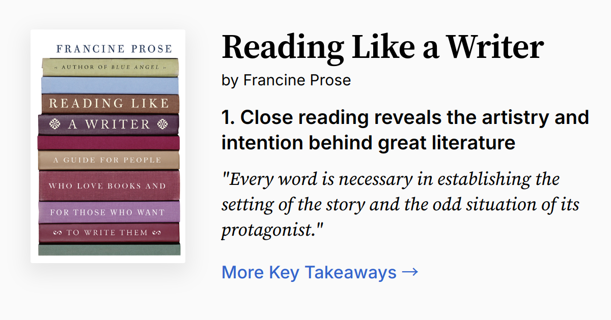 Reading Like a Writer | Summary, Quotes, FAQ, Audio