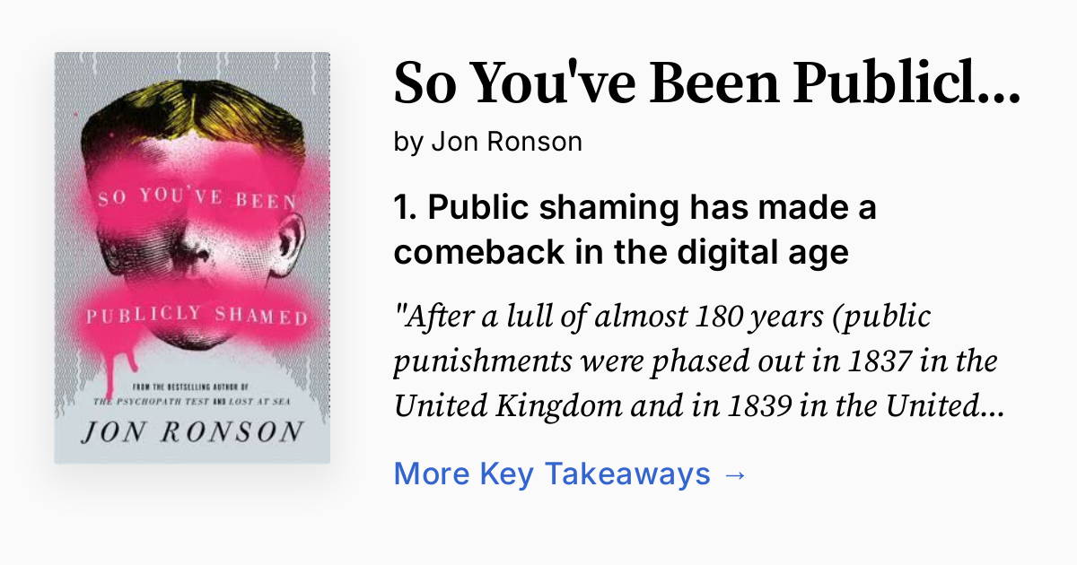 So You've Been Publicly Shamed | Summary, Quotes, FAQ, Audio