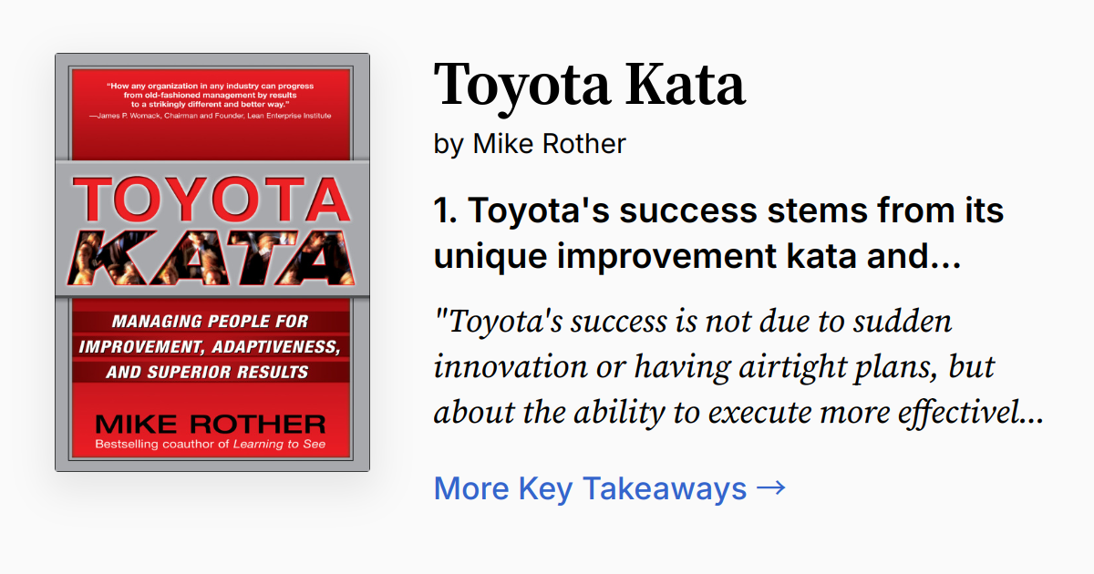 Toyota Kata by Mike Rother | Summary, Quotes, FAQ, Audio