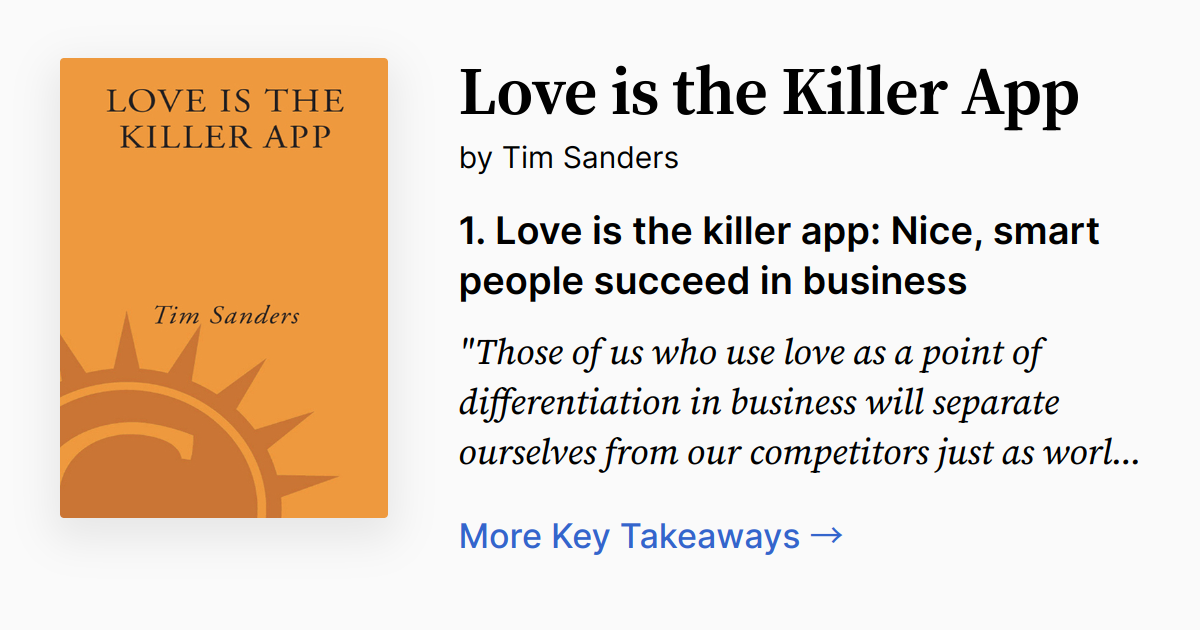 Love is the Killer App | Summary, Audio, Quotes, FAQ