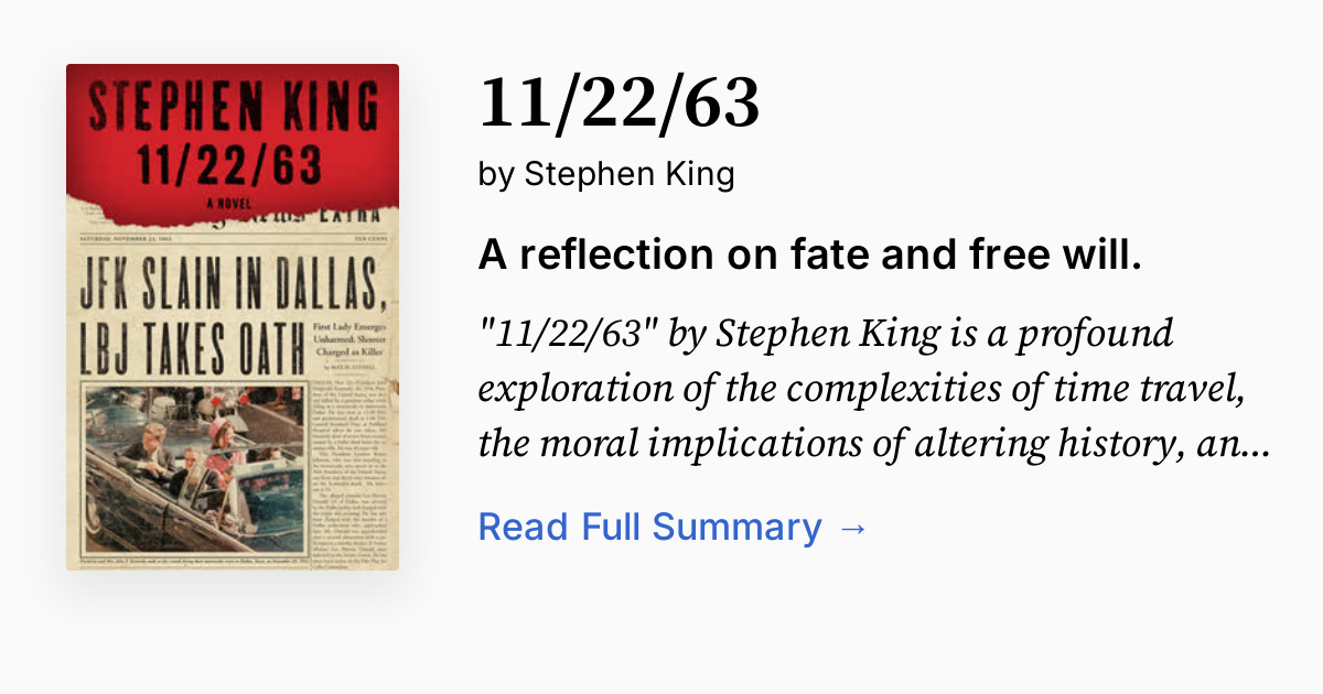11/22/63 by Stephen King | Summary, Audio, Analysis, FAQ