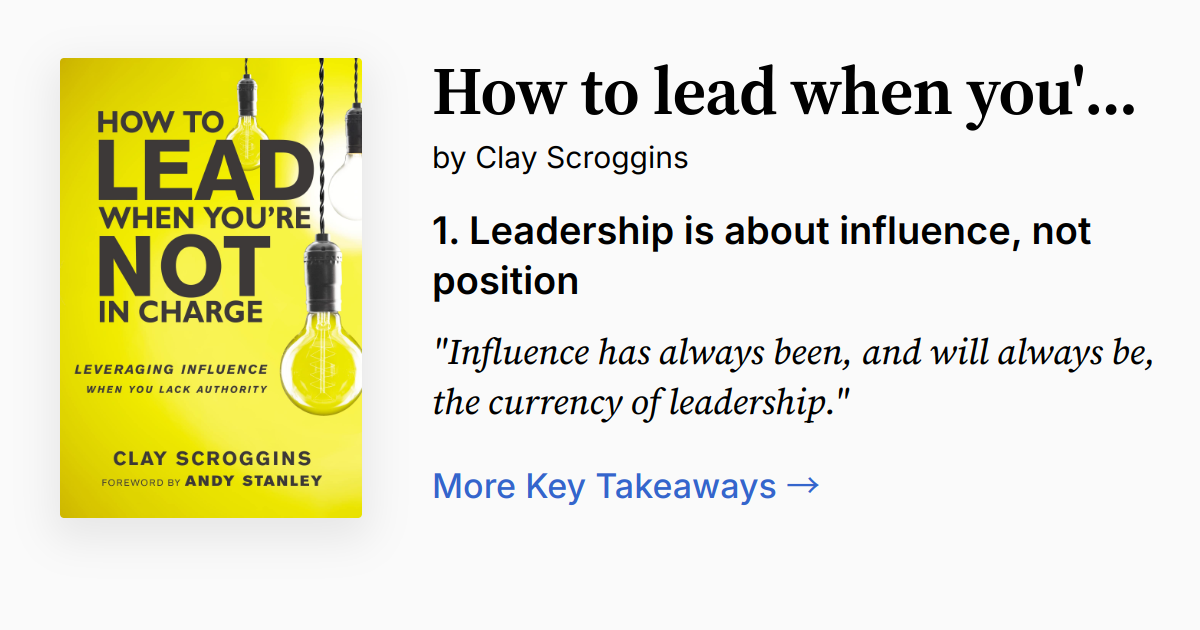 How to Lead When You're Not in Charge | Summary, Audio, Quotes, FAQ