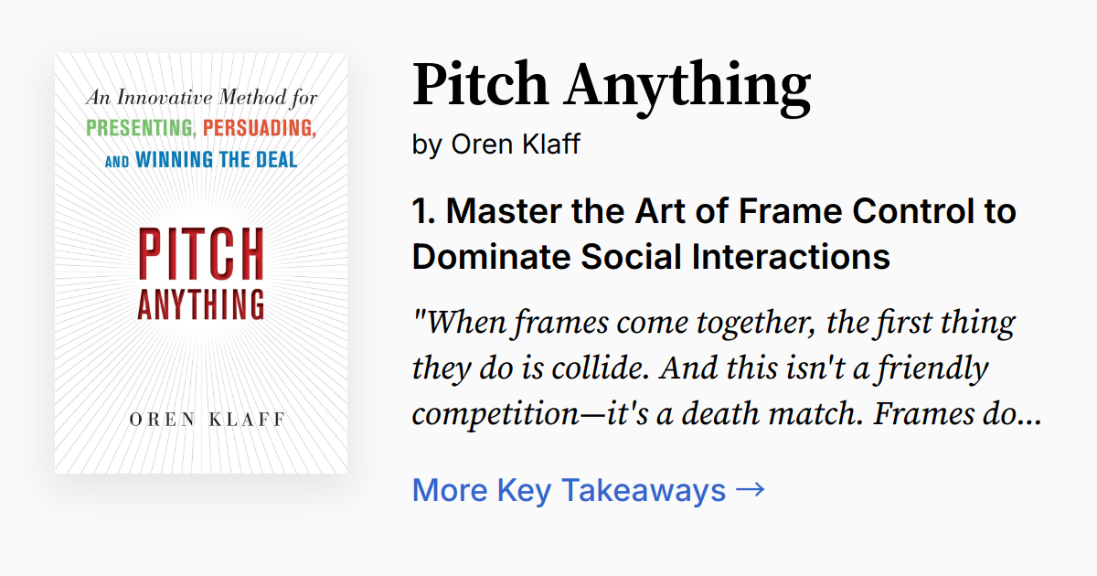 Pitch Anything by Oren Klaff | Summary, Quotes, FAQ, Audio