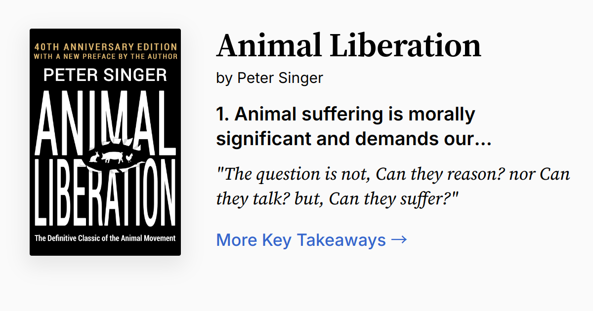 Animal Liberation | Summary, Audio, Quotes, FAQ