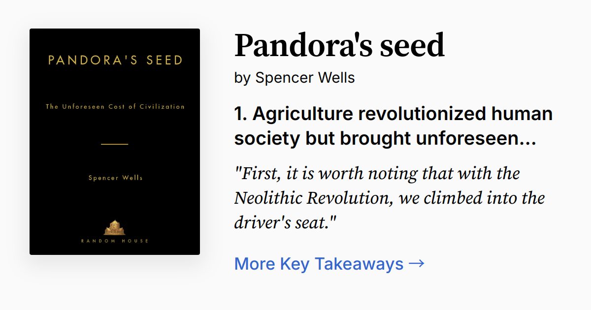 Pandora's Seed by Spencer Wells | Summary, Audio, Quotes