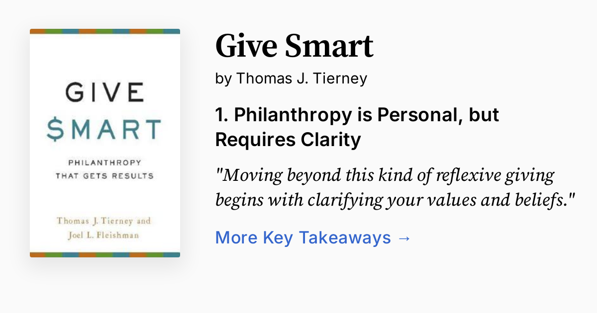 Give Smart by Thomas J. Tierney | Summary, Audio, Quotes