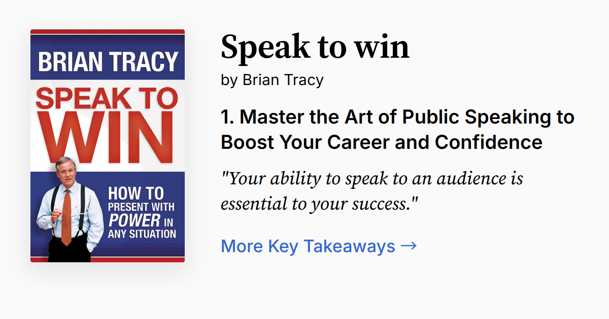 Speak to Win by Brian Tracy | Summary, Audio, Quotes, FAQ