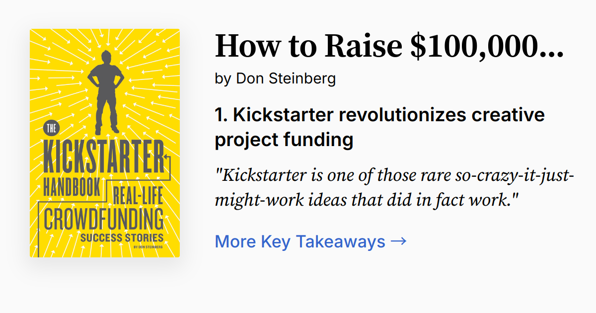 The Kickstarter Handbook | Summary, Audio, Quotes