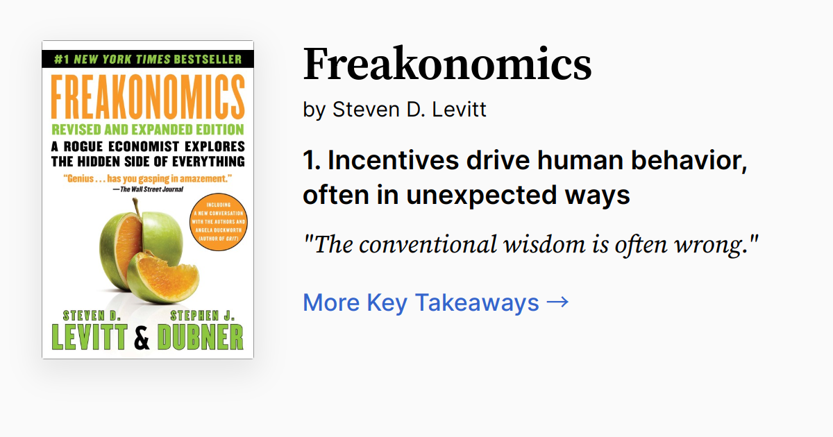 Freakonomics by Steven D. Levitt | 摘要, Quotes, FAQ, Audio